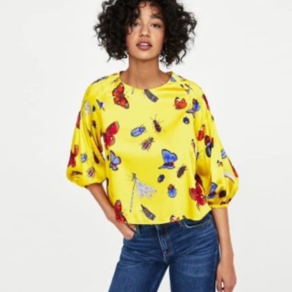 Zara | Tops | Zara Butterfly Blouse | Poshmark